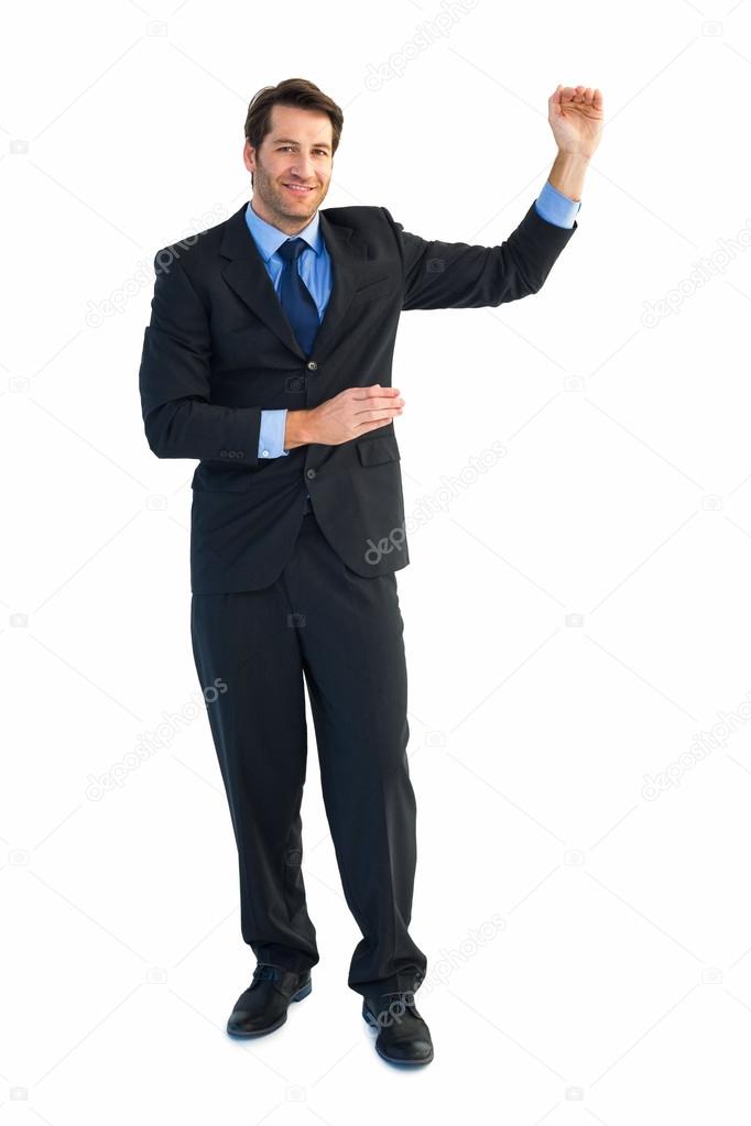 Businessman presenting with his hands — Stock Photo © Wavebreakmedia ...