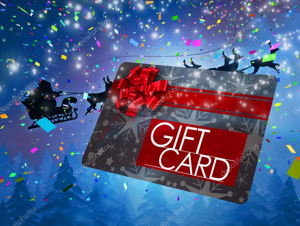 Santa flying behind gift card — Stock Photo © Wavebreakmedia #62508995