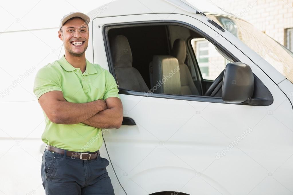 Man standing against delivery van Stock Photo by ©Wavebreakmedia 65536473