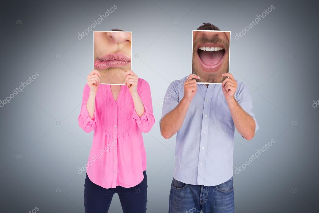 Woman with lips pursed and shouting man — Stock Photo © Wavebreakmedia ...