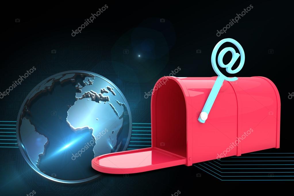 Imagen compuesta del buzón de correo electrónico rojo — Foto de stock ...