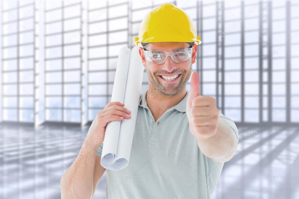 Composite image of architect with plan — Stock Photo © Wavebreakmedia ...