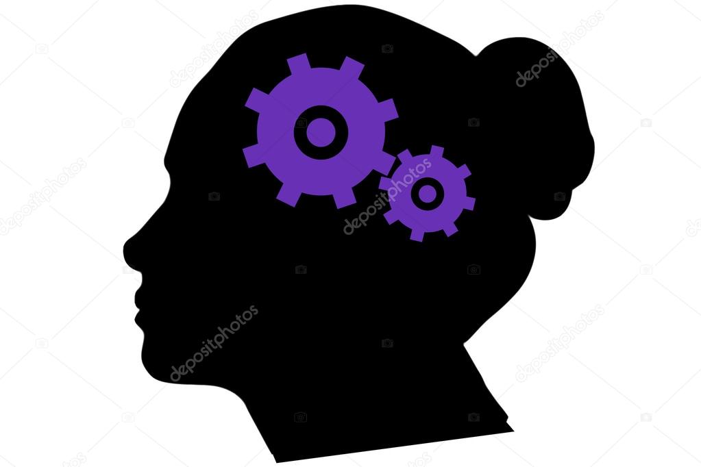 Cog and wheel against silhouette of head Stock Photo by ©Wavebreakmedia ...