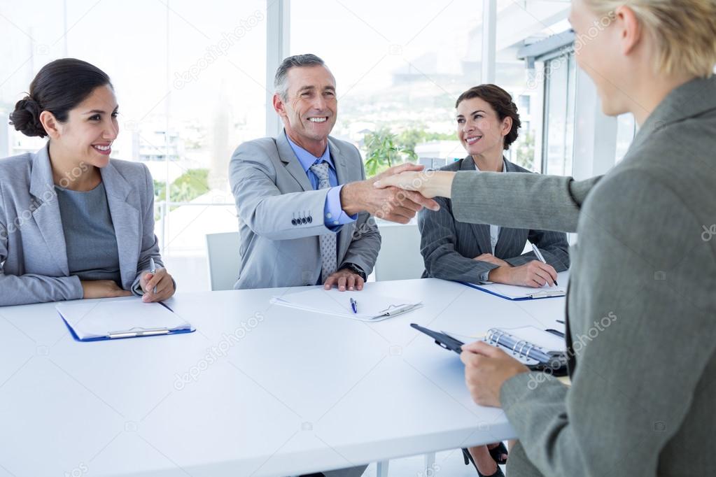 Interview panel listening to applicant — Stock Photo © Wavebreakmedia ...