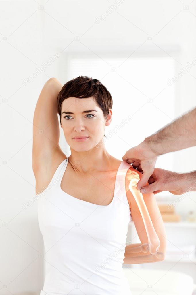 Highlighted bones of woman at physiotherapist — Stock Photo ...
