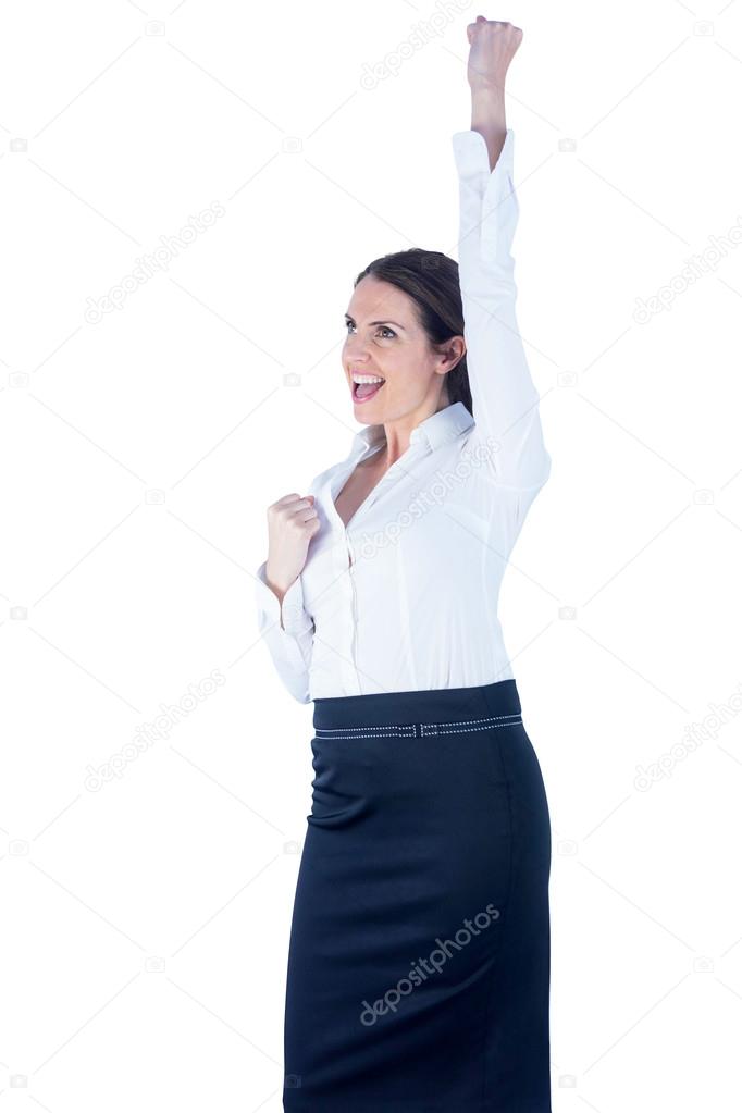 Businesswoman doing a victory pose — Stock Photo © Wavebreakmedia #81825856