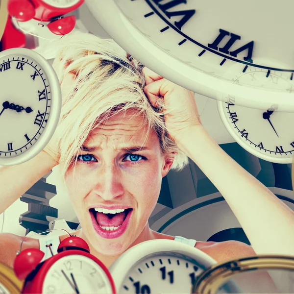 Stressed woman clock Stock Photos, Royalty Free Stressed woman clock ...