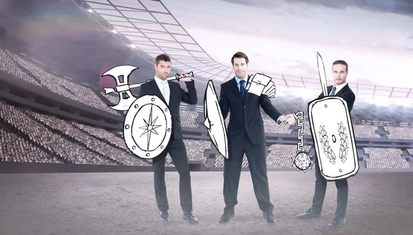 Businessmen with shields and swords Stock Photo by ©Wavebreakmedia 81897290