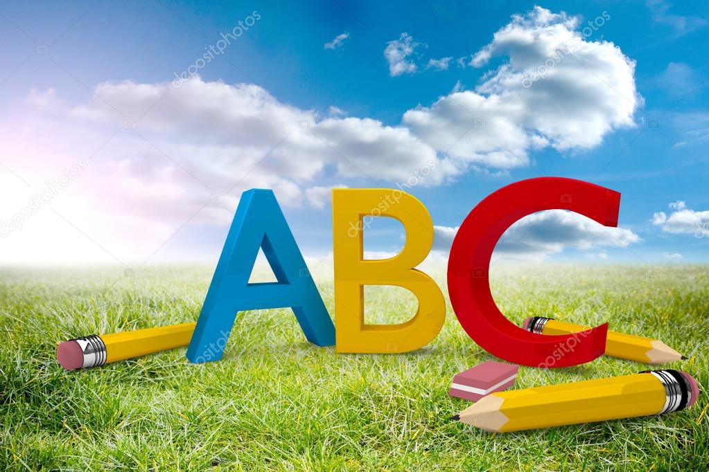 Abc graphic against sunny landscape — Stock Photo © Wavebreakmedia ...