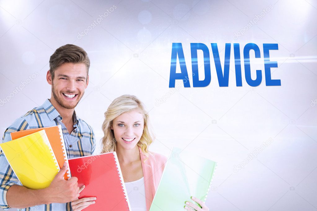 Word advice and happy students — Stock Photo © Wavebreakmedia #84434036