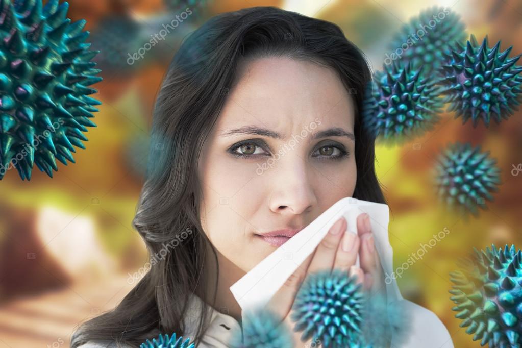 Brunette woman with a cold — Stock Photo © Wavebreakmedia #84451018