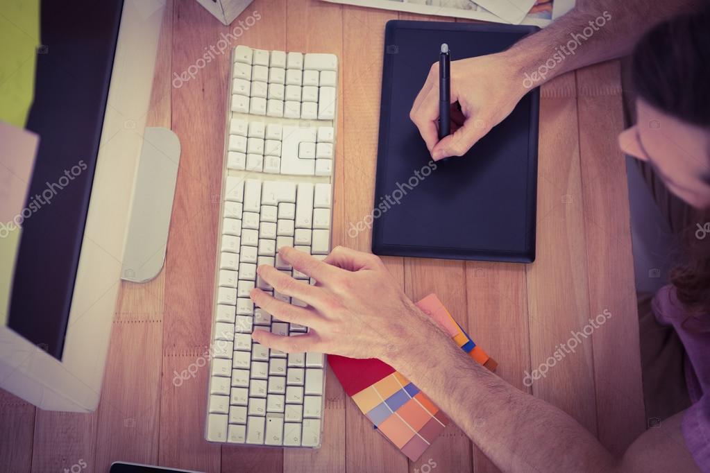 Man using graphics tablet and computer — Stock Photo © Wavebreakmedia ...