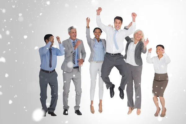 Business people cheering in office Stock Photo by ©Wavebreakmedia 76337417