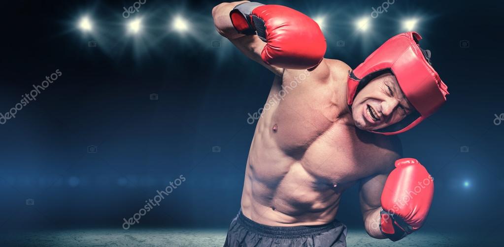 Aggressive boxer against black background Stock Photo by ...