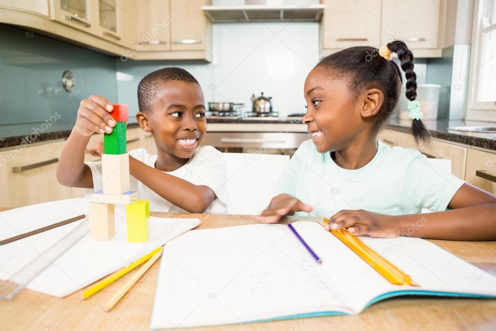 Black Children Doing Homework