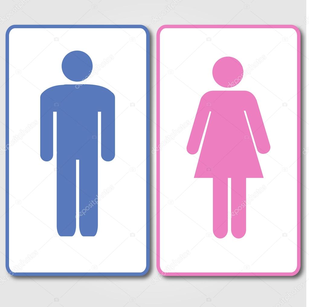 Blue Restroom Signs