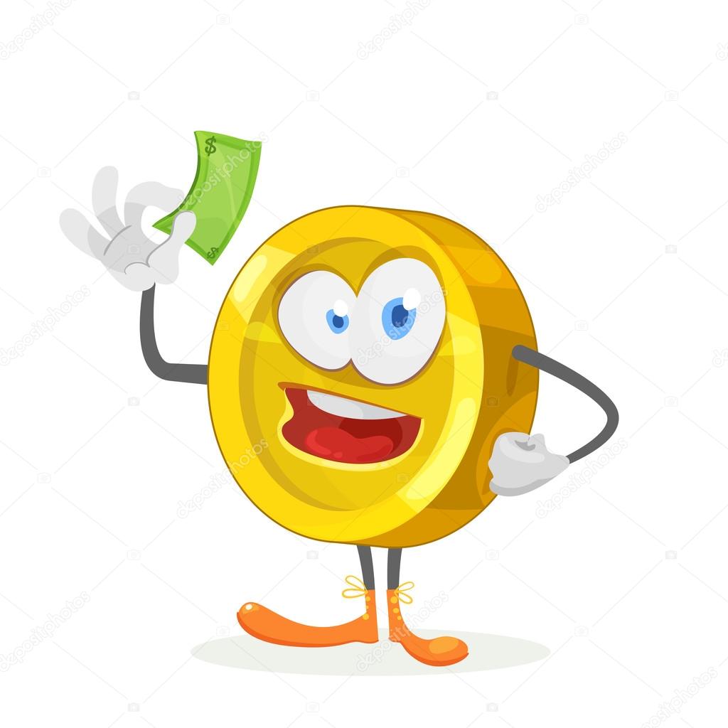 Personaje de dibujos animados oro moneda amarilla Vector de stock ...