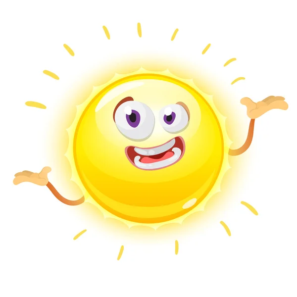 Happy cartoon yellow sun character smiling — Stock Vector ...