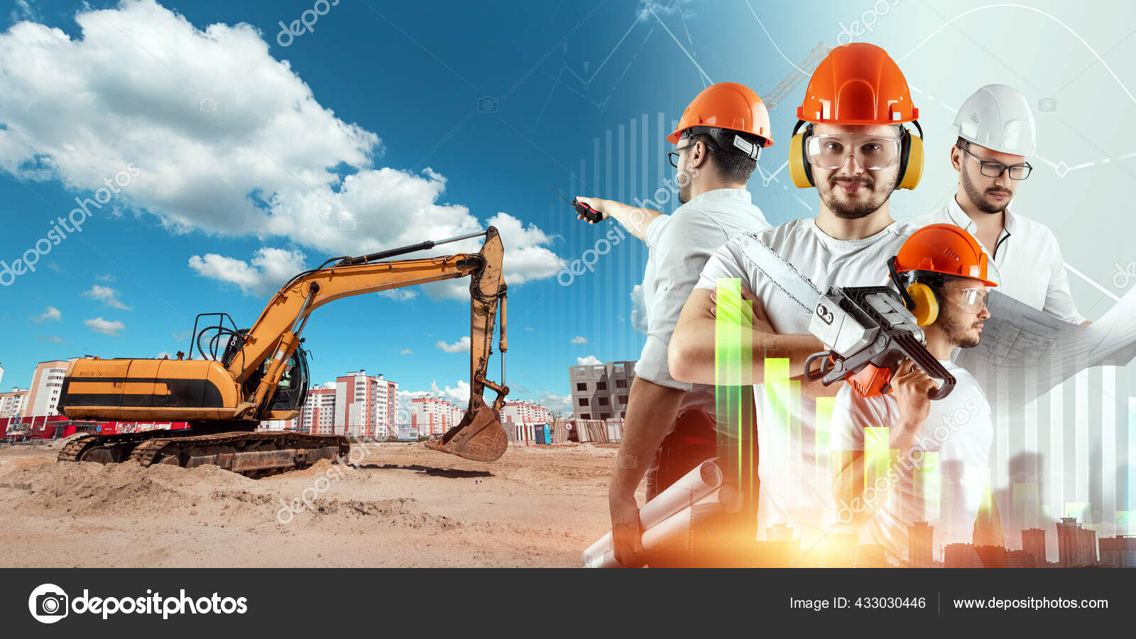 Team Engineers Builders Background Construction Site Concept ...