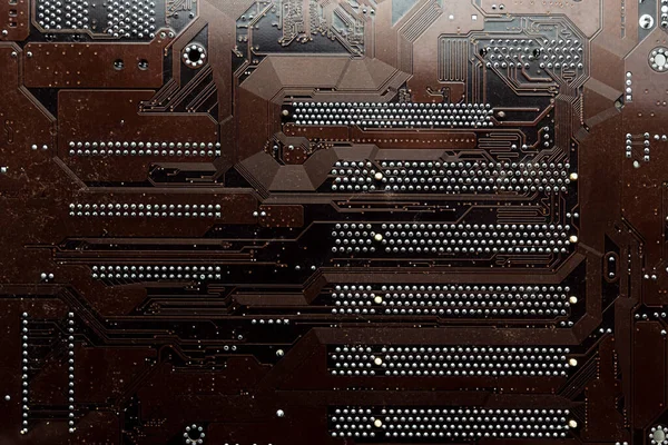 Computer electronic microcircuit, motherboard, tracks. Computer ...