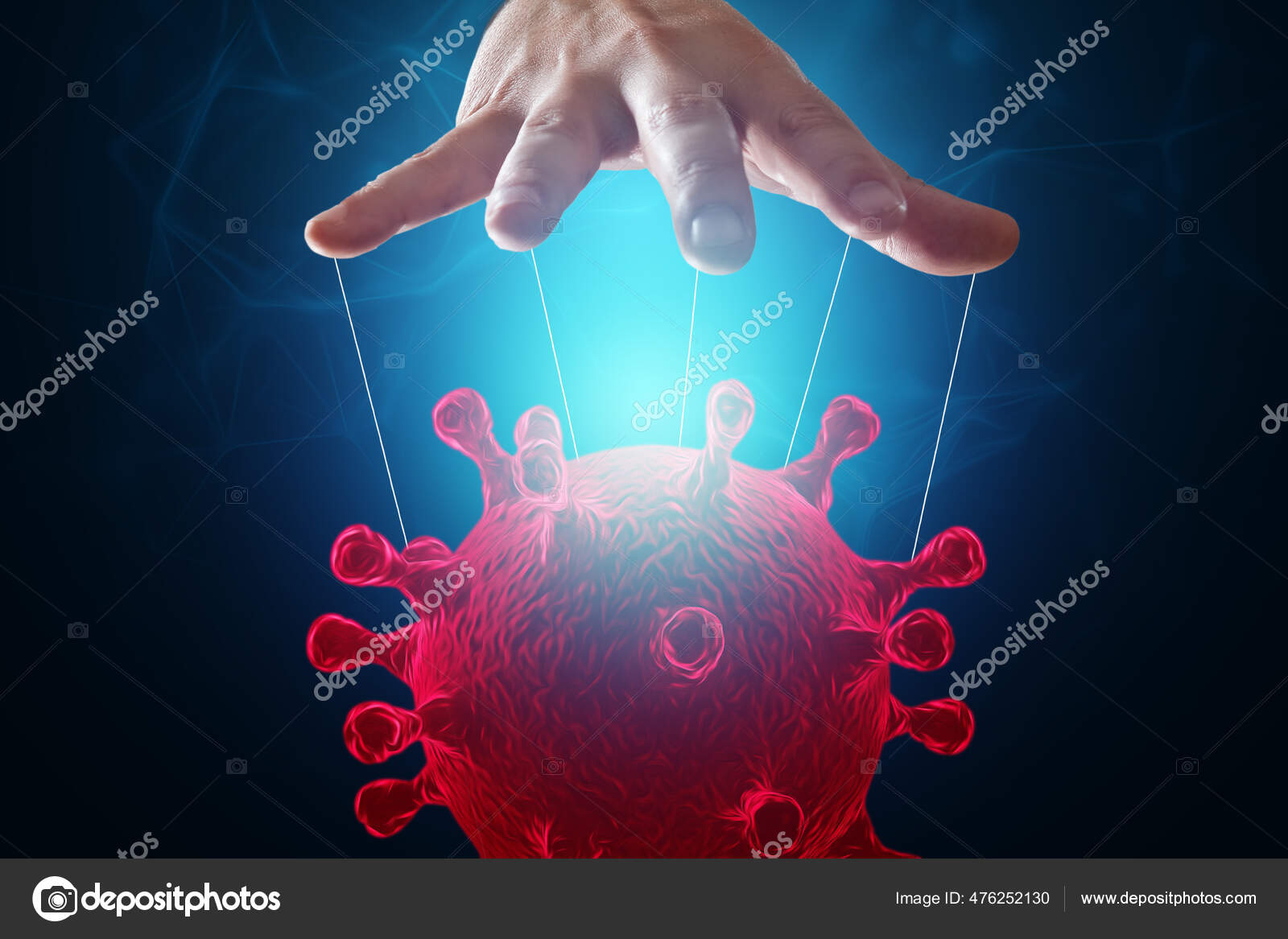Male Puppeteer Hand Threading Coronavirus Concept Shadow Government ...