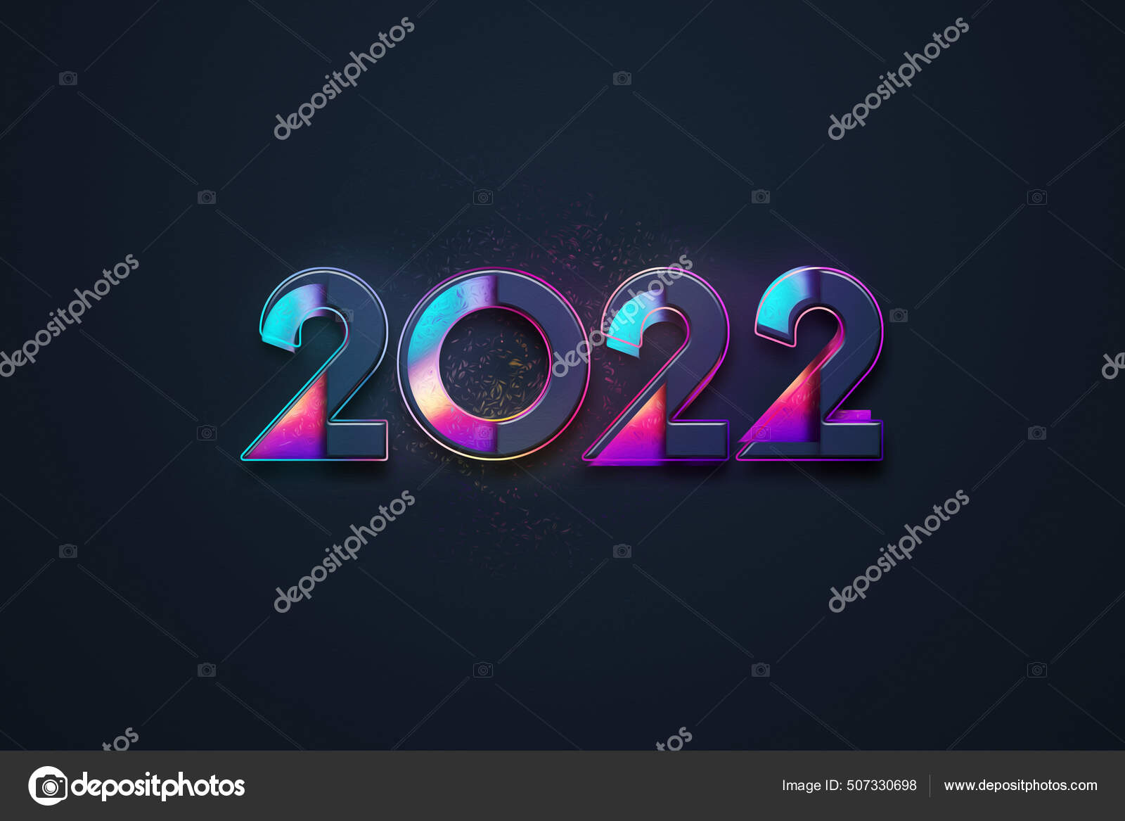 Colored Numbers 2022 Modern Design Dark Background 2022 Happy New Stock ...