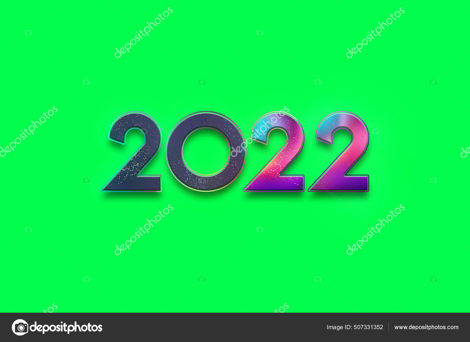 Multicolored Multicolored Numbers 2022 Green Background Isolate Happy ...