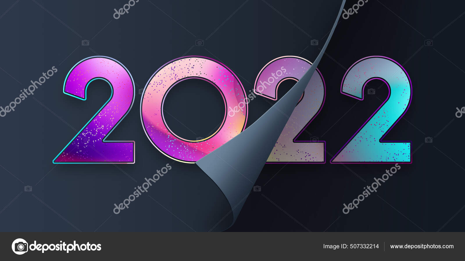Colored Numbers 2022 Modern Design Dark Background 2022 Happy New Stock ...