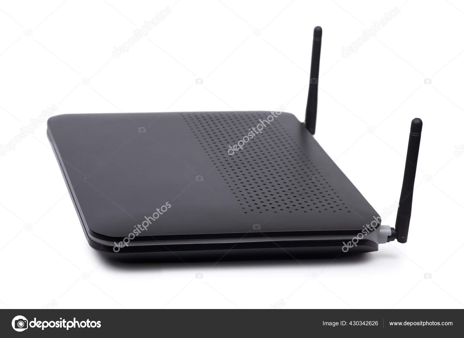 Router Negro Aislado Sobre Fondo Blanco: fotografía de stock ...