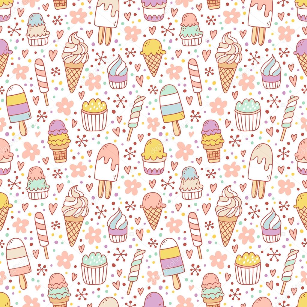 Cartoon ice cream seamless pattern Stock Vector by ©stolenpencil 73125441