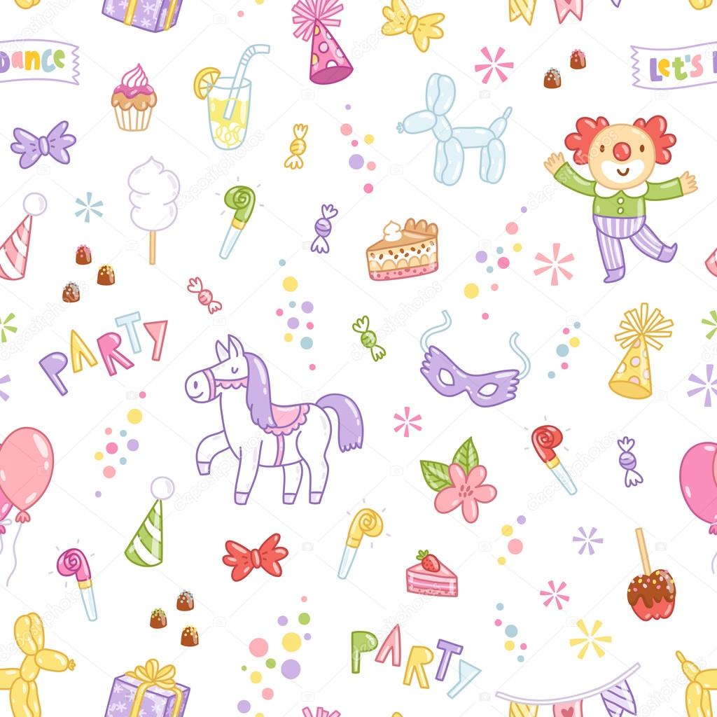 Kids party seamless pattern Stock Illustration by ©stolenpencil #83615884
