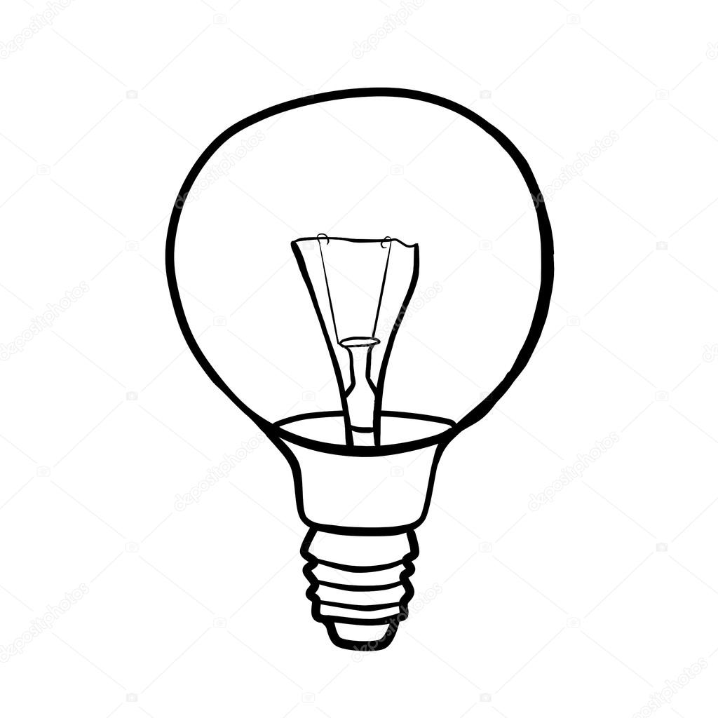 Round light bulb filament. Contour drawing. — Stock Photo © Rateland ...