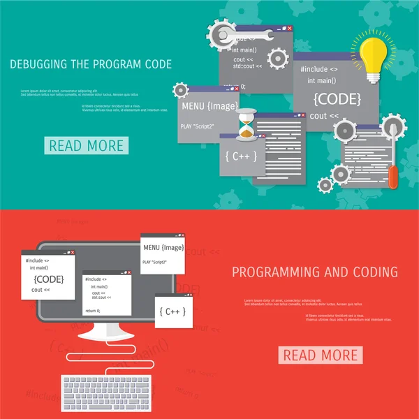 Vector flat concept of programming and coding Stock Vector Image by ...