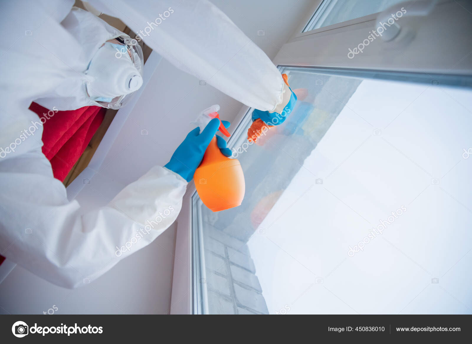 Medical staff disinfection sanitize windows from Coronavirus pandemic ...