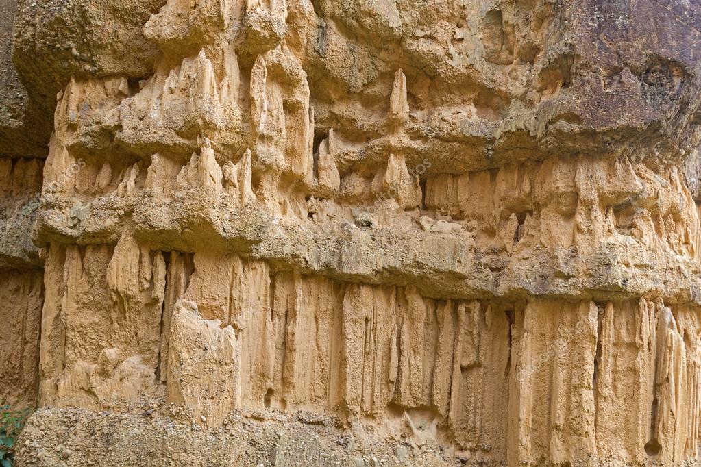 Texture of canyon, rock sculptured for million years at Pha Chor ...