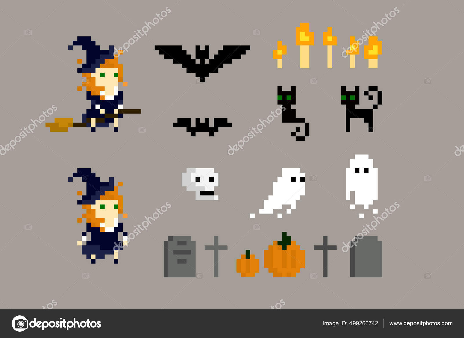 Halloween icons in the style of pixel art. — Stock Photo © nilsmen ...