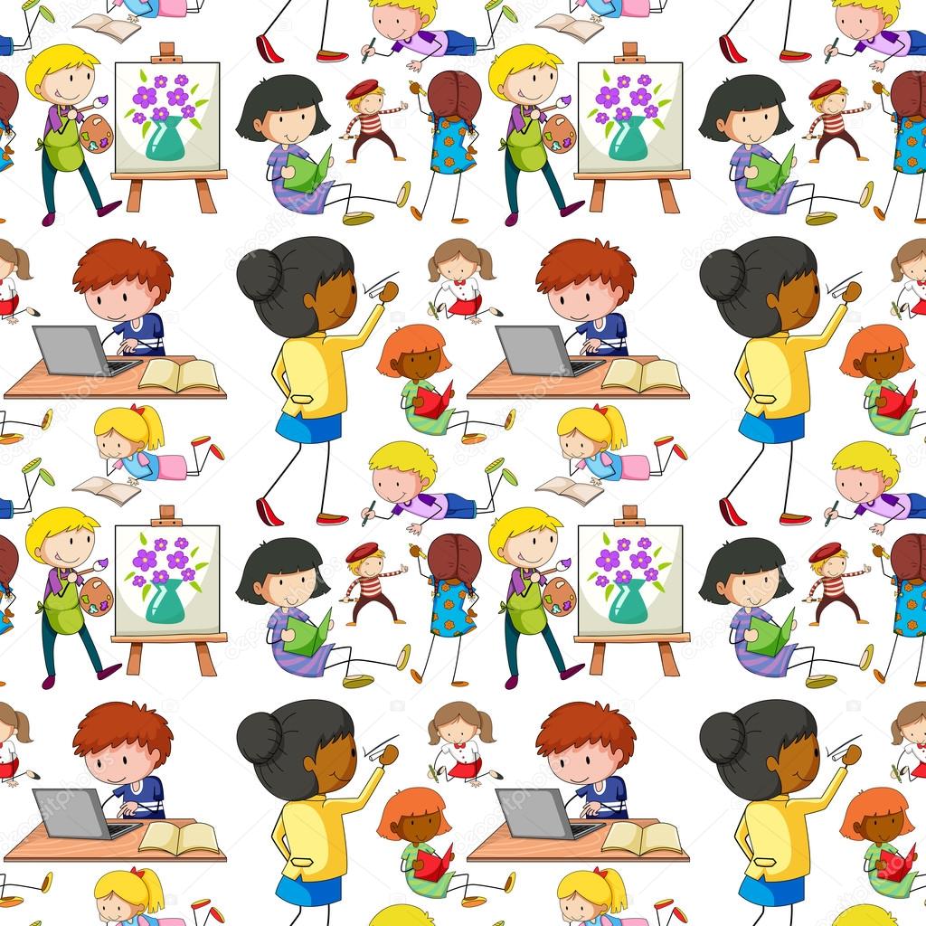 Seamless people doing different activities — Stock Vector ... Seamless people doing different activities — Stock Vector ...