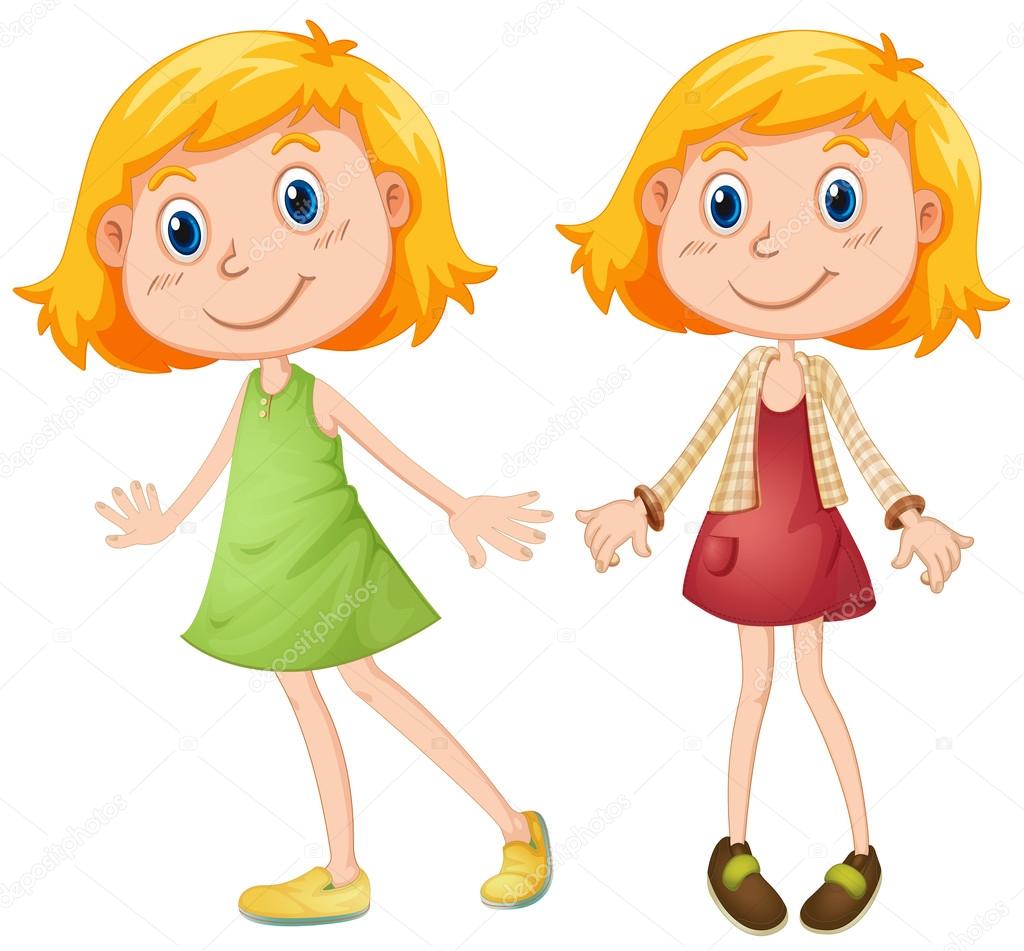 Blond girl in two costumes — Stock Vector © interactimages #102924586