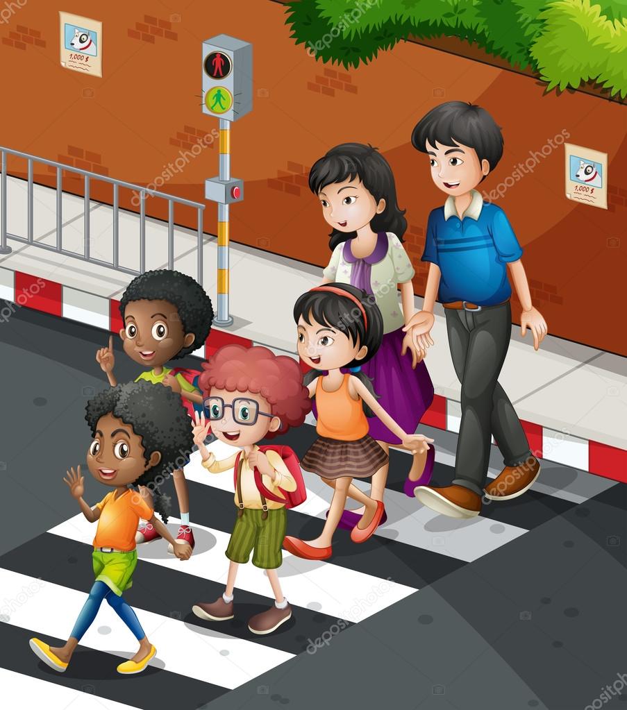 Pedestrian safety clip art | People crossing the road at the zebra ...