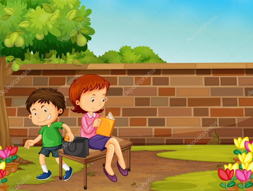 Niño robando billetera mujer en el parque Vector de stock #108105642 de ...