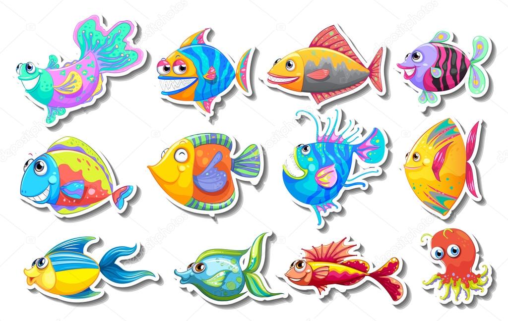 Sticker set with fancy fish Stock Vector Image by ©interactimages ...