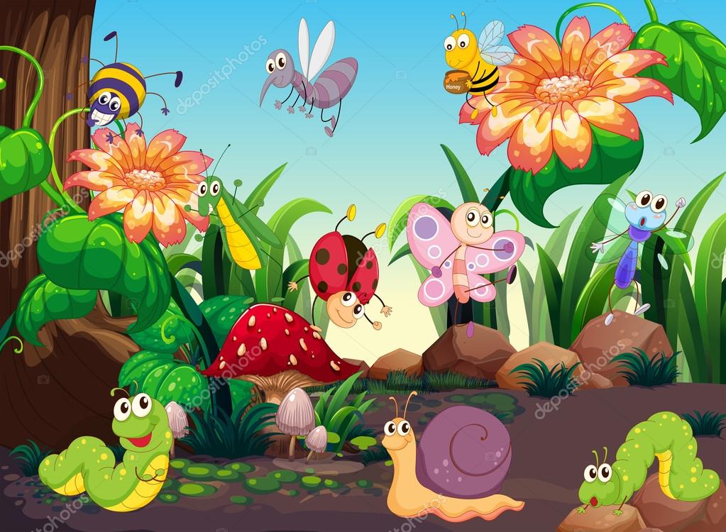 Many insects in the garden — Stock Vector © interactimages #122558952 Many insects in the garden — Stock Vector © interactimages #122558952