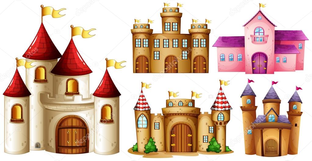 Five design of castle towers Stock Vector by ©interactimages 122658306