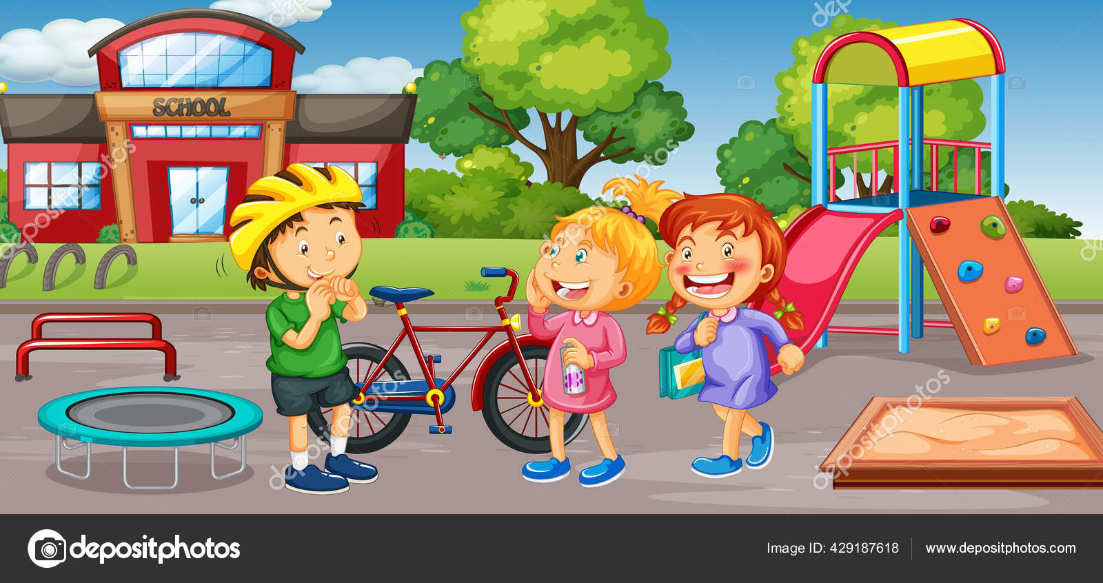 Student School Playground Illustration Stock Vector by ©interactimages ...