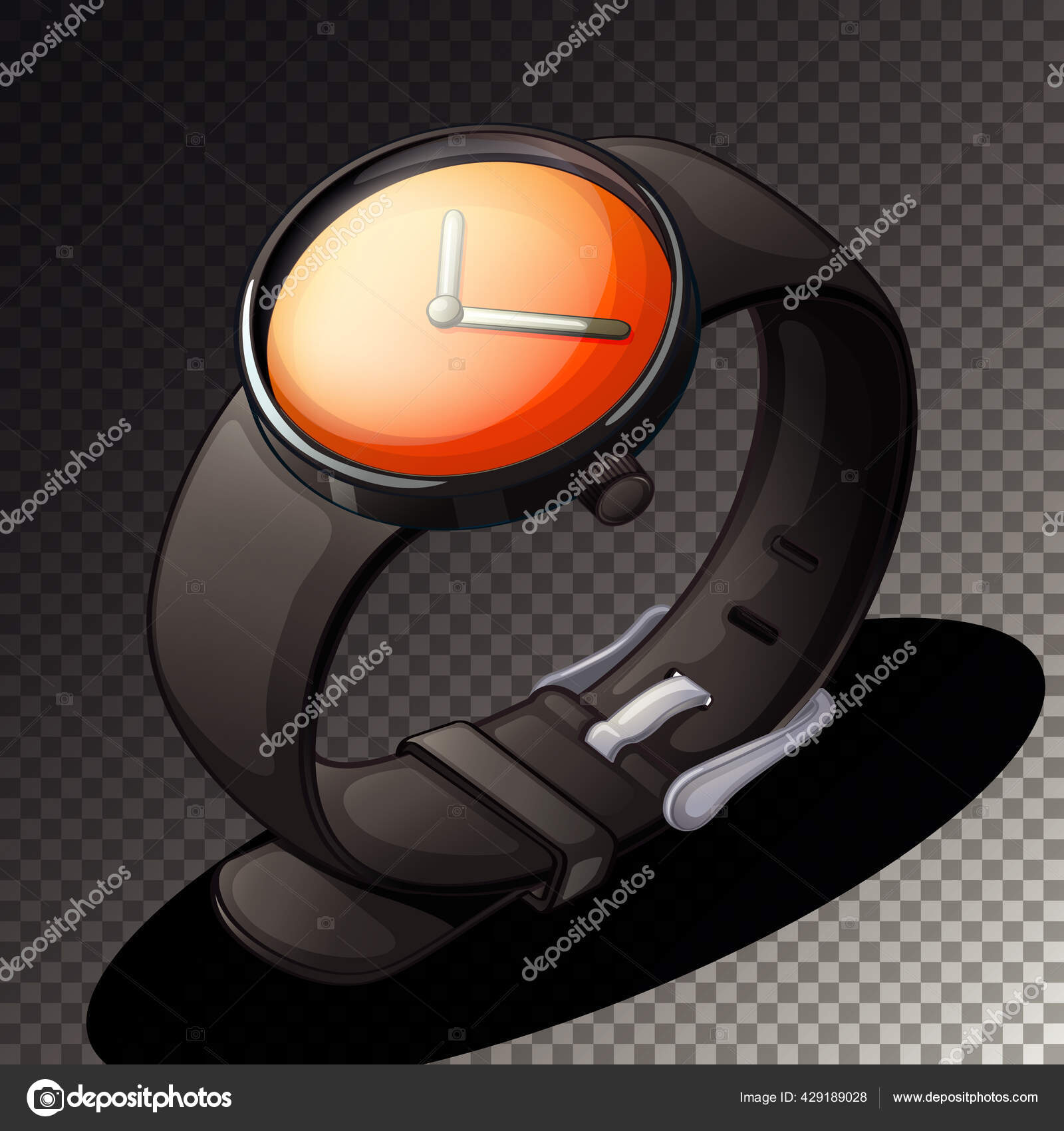 Black Watch Icon Transparent Background Illustration Stock Vector by ...