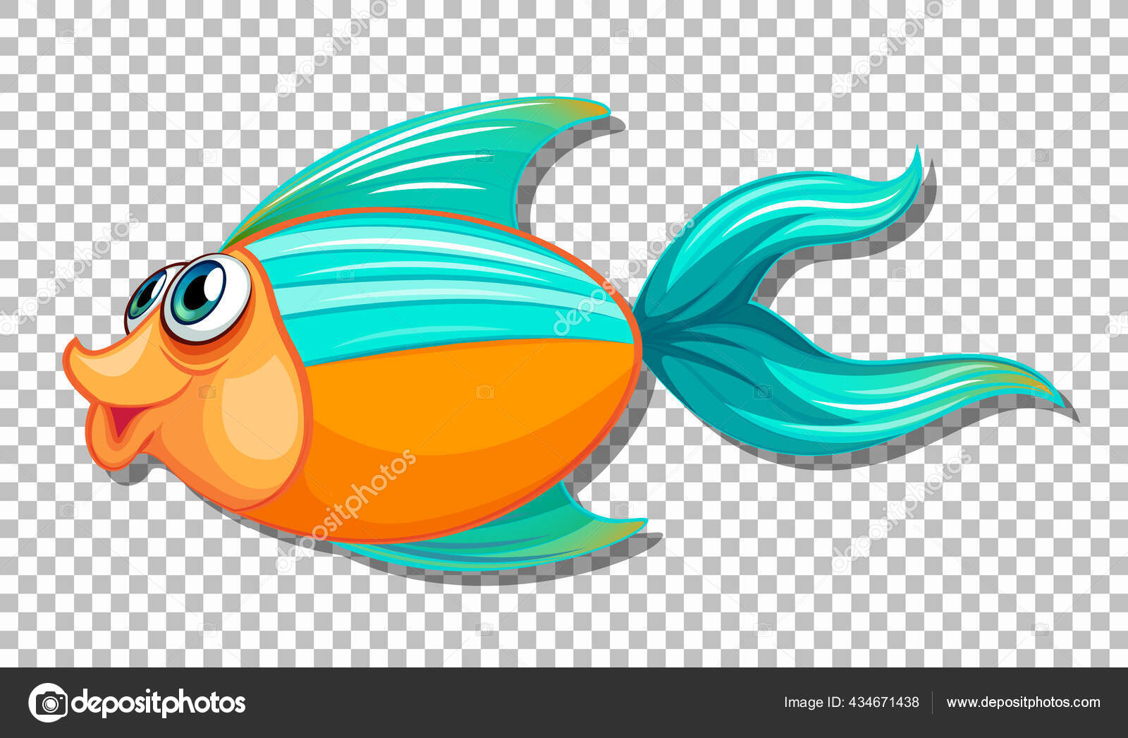 Vettoriale stockCarino Pesce Con Grandi Occhi Personaggio Dei Cartoni ...