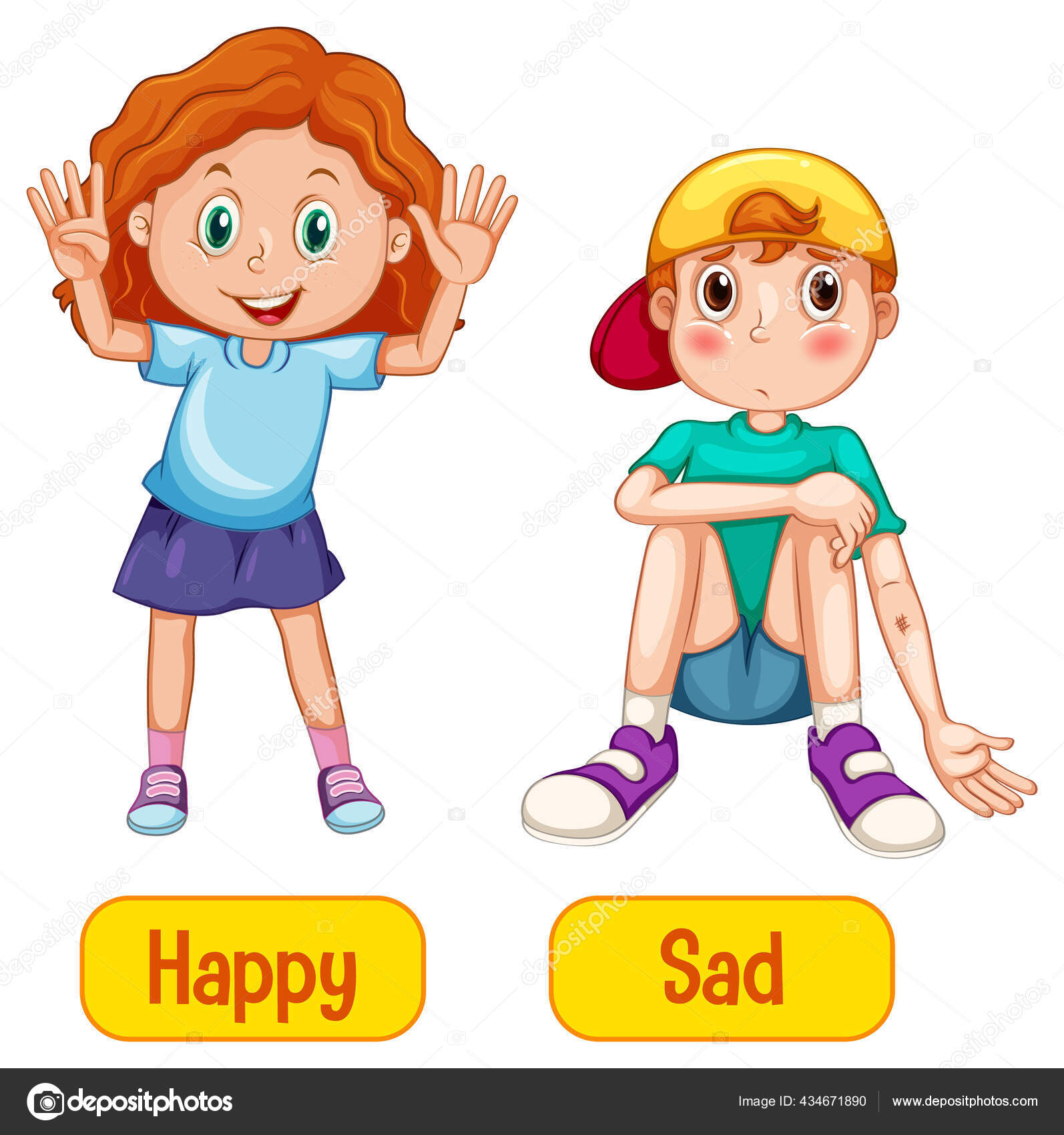 Feeling Words Happy Sad Illustration Stock Vector by ©interactimages ...