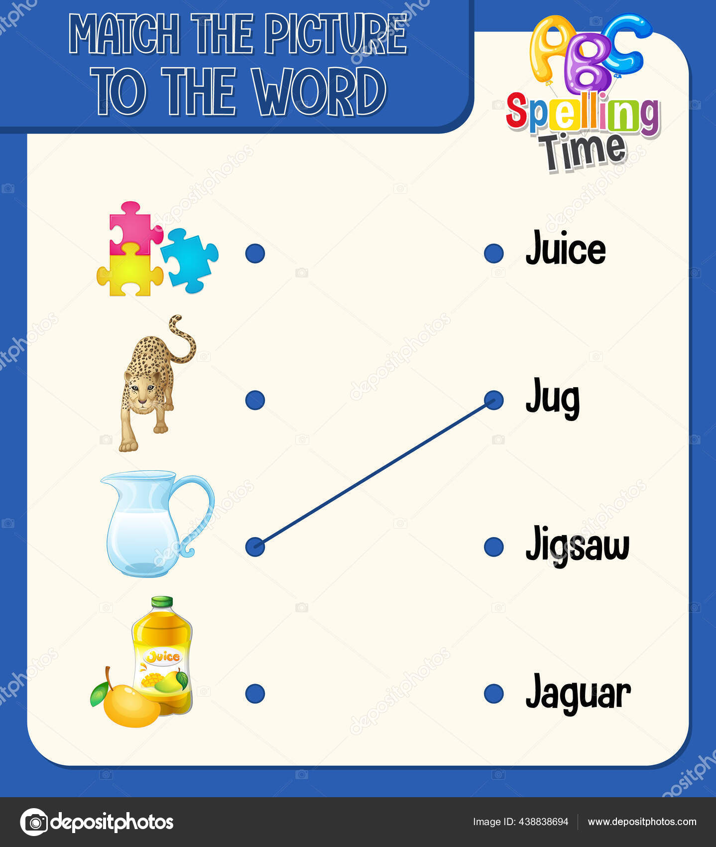 Match Picture Word Worksheet Children Illustration Stock Vector Image ...