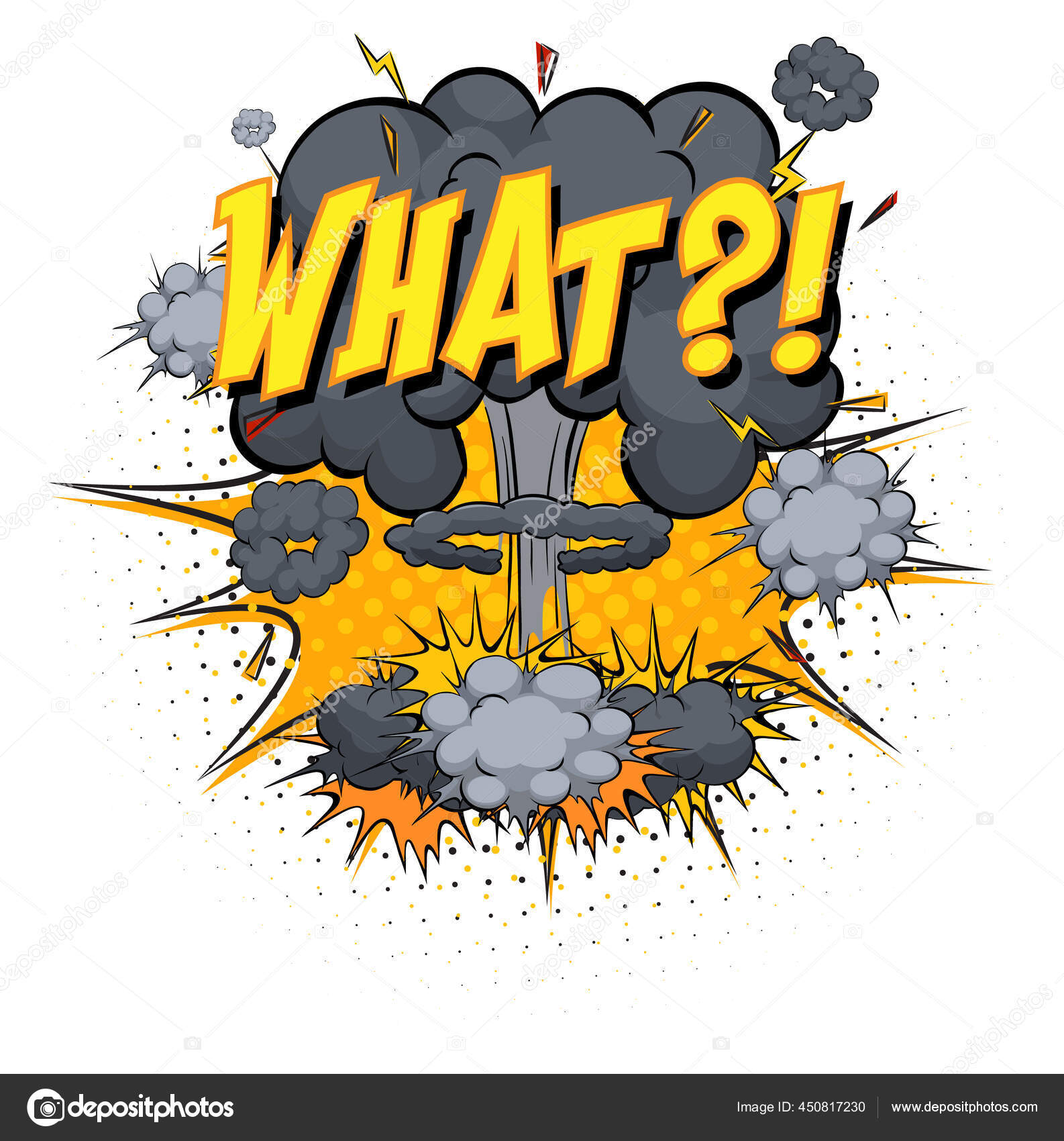 What Text Comic Cloud Explosion Isolated White Background Illustration ...