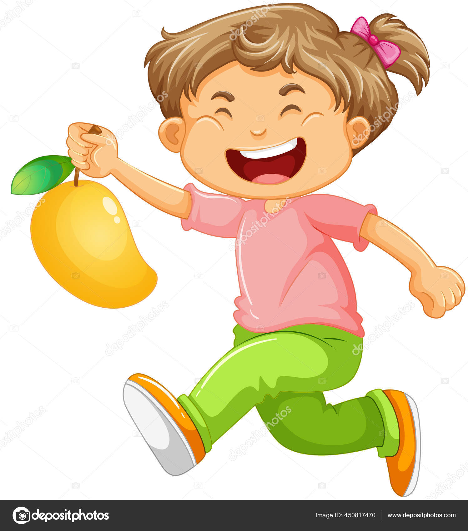 Boy Holding Mango Fruit Cartoon Character Isolated White Background ...